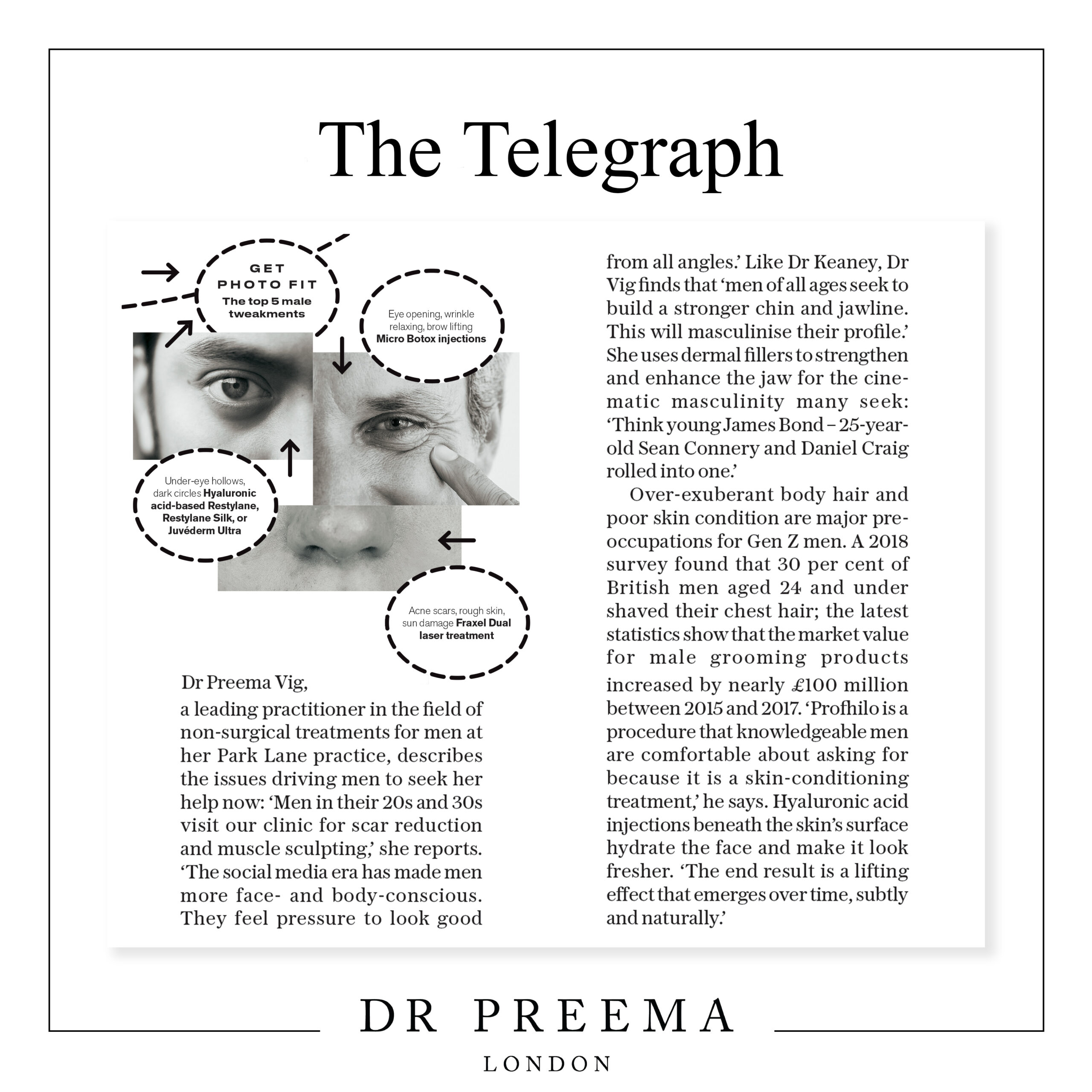 The Telegraph - Get Photo Fit. The top 5 male tweakments - Dr Preema ...